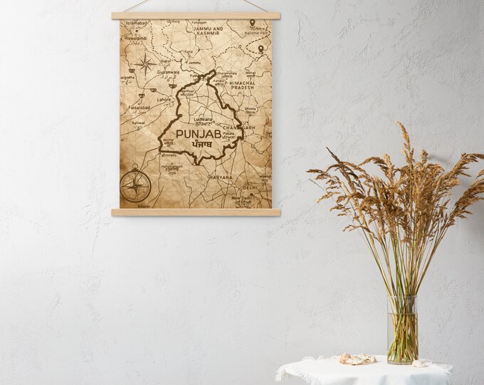 Punjab Map Poster | Punjabi Wall Art | Punjab India Decor | Punjabi Art ...