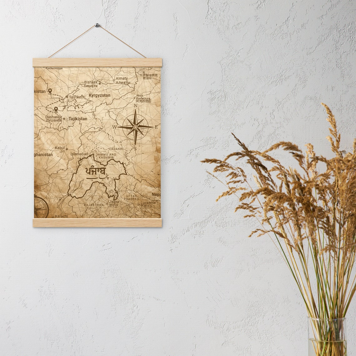 Old Punjab Map Poster | Old Punjabi Wall Art | Old Punjab India Decor ...