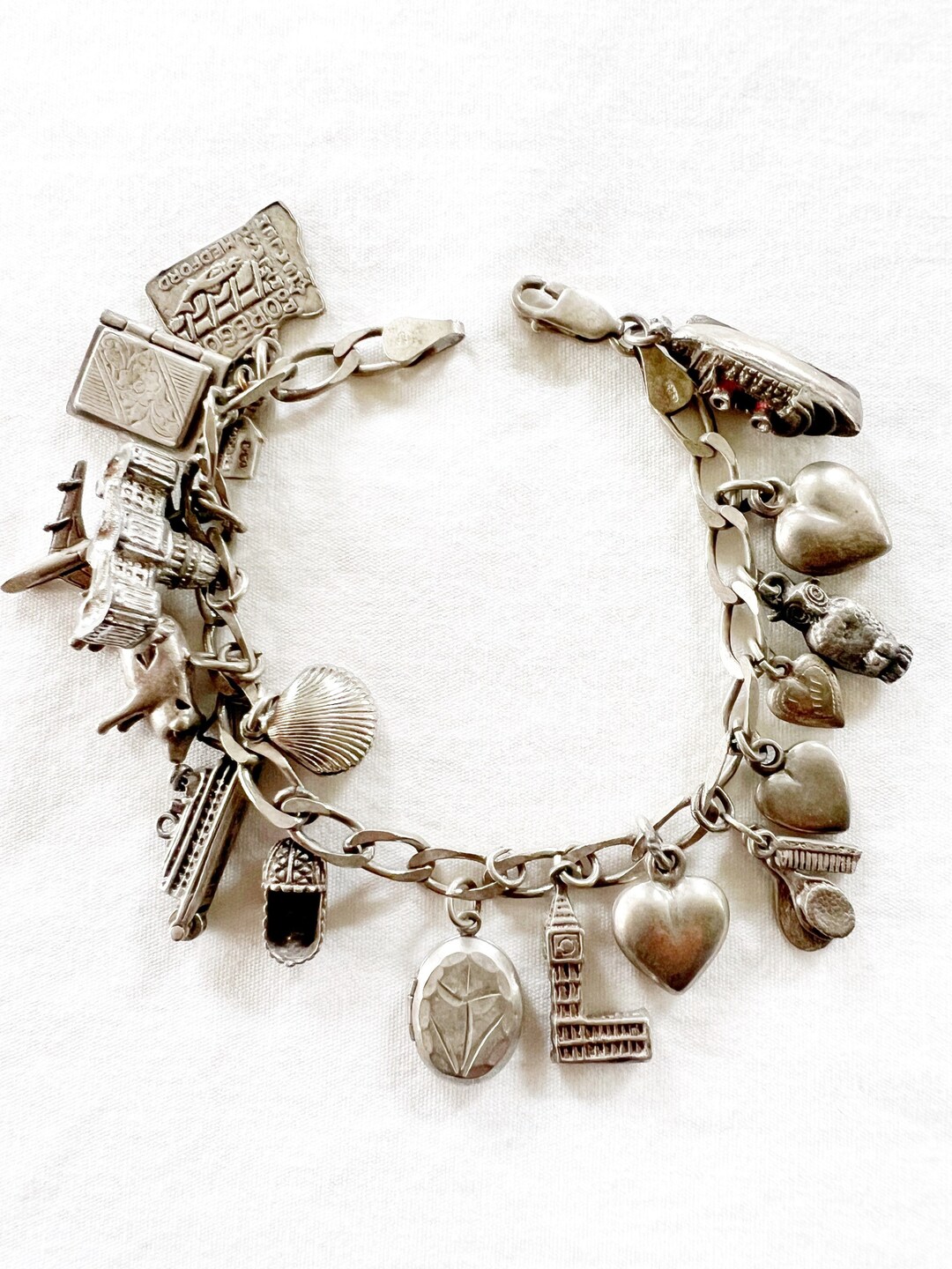Vintage Sterling Sliver Charm Bracelet - Etsy