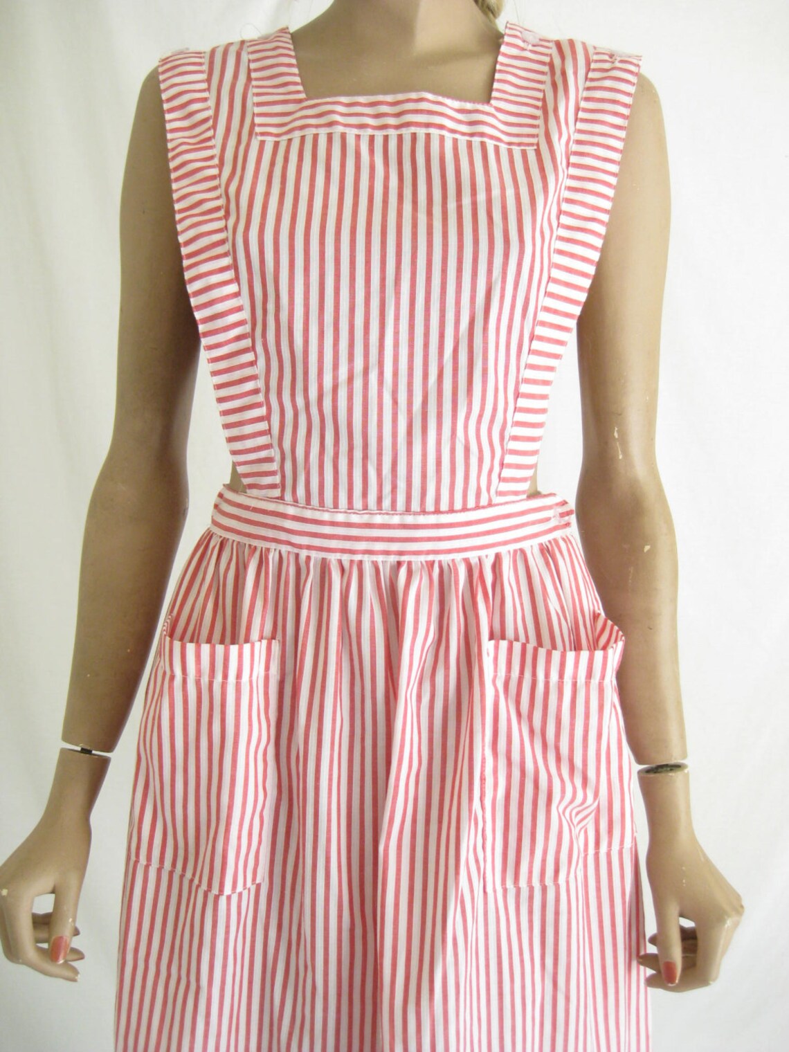Vintage 60's Candy Stripe Volunteer Pinafore Dress. Size X | Etsy