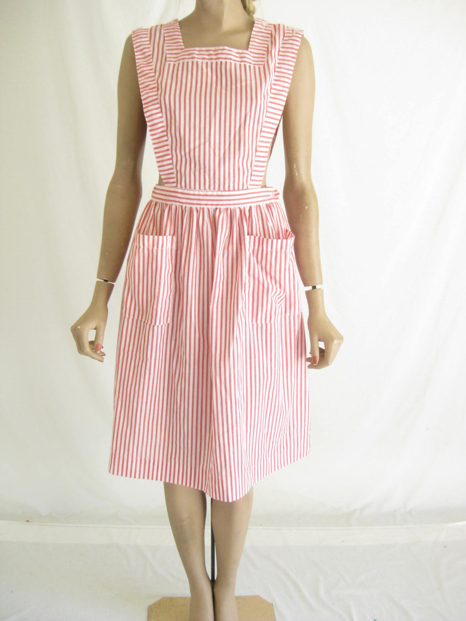 Vintage 60's Candy Stripe Volunteer Pinafore Dress. Size X | Etsy
