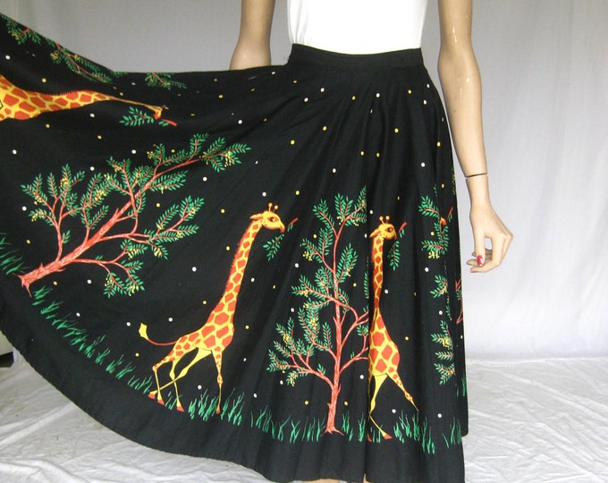 Vintage 1950s Giraffe Print CIRCLE SKIRT. Size Large - Etsy