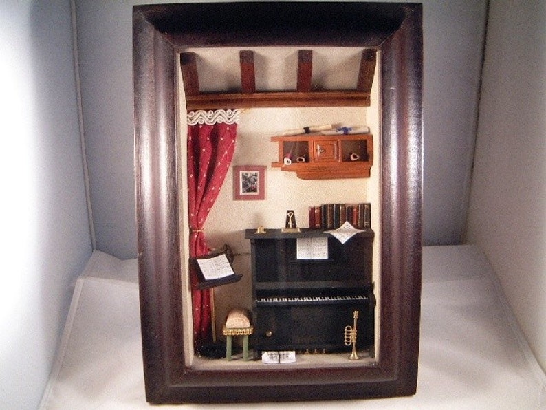 Piano / Musician Wooden Shadow Box, Detailed Wood Art, Hand Made, Home ...