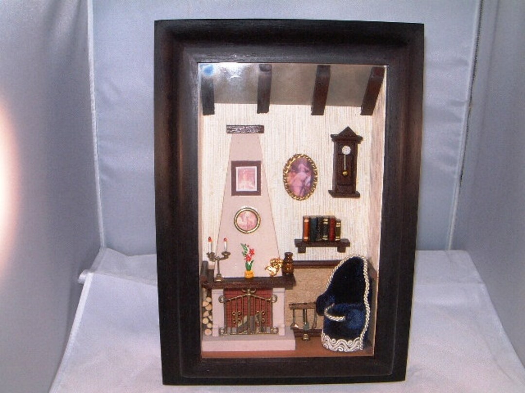 Fireplace Wooden Shadow Box, Detailed Wood Art, Hand Made, Home Decor ...