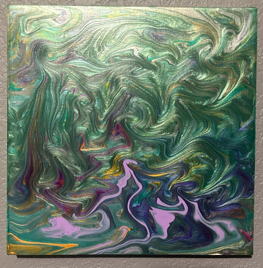 Acrylic Paint Pouring Canvas | Emerald Tides - Etsy