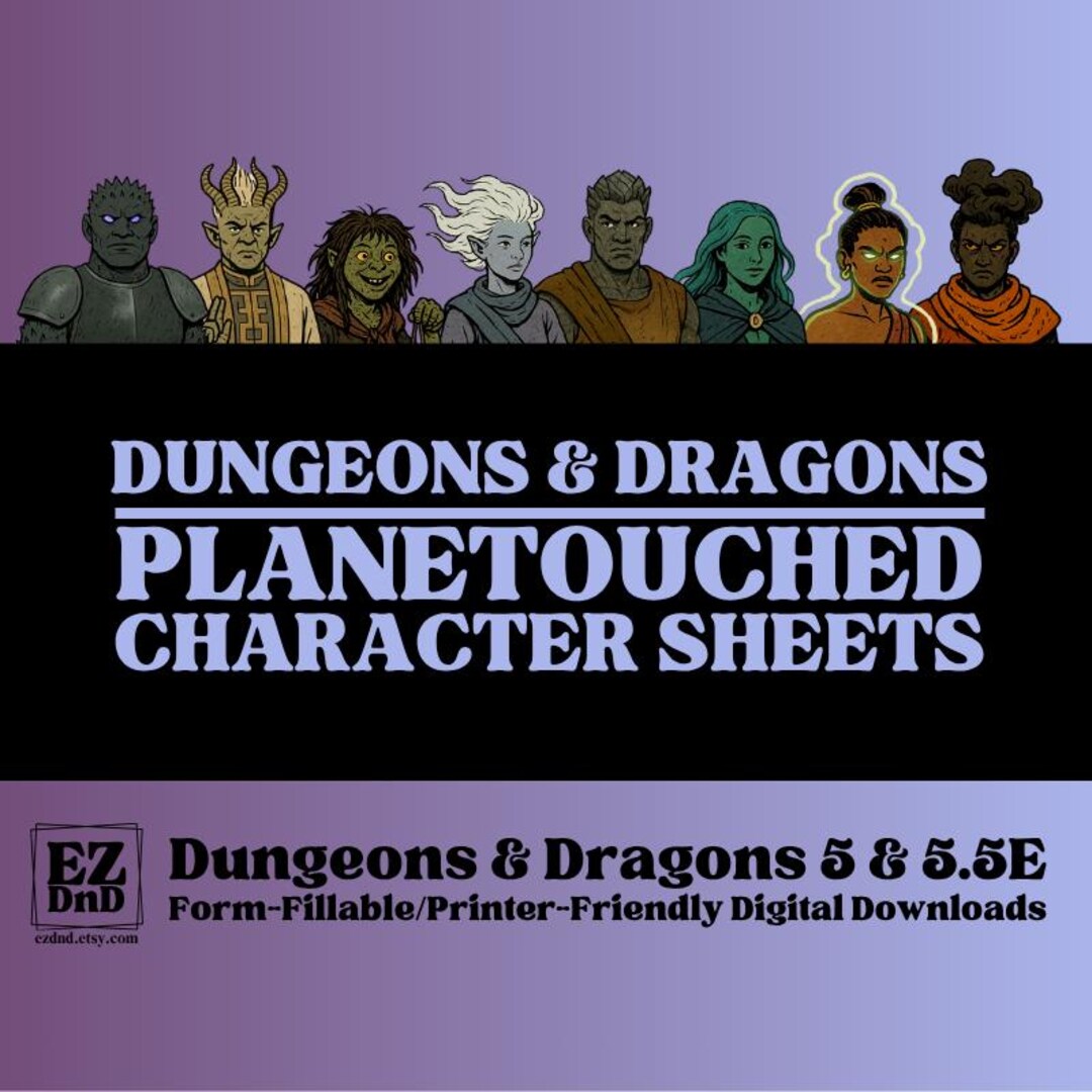 Dungeons & Dragons Character Sheets - Planetouched Expansion Pack ...