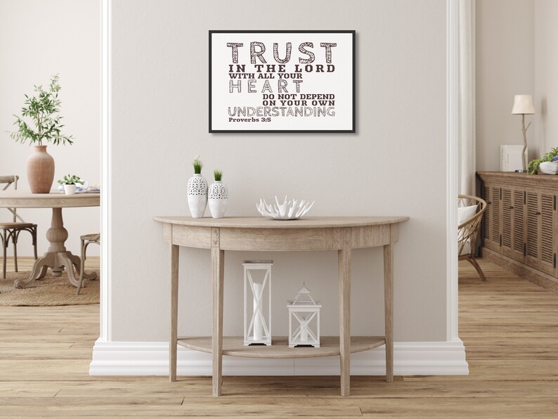 Trust in the Lord Proverbs 3:5 Bible Verse Wall Art Scripture Wall Art ...