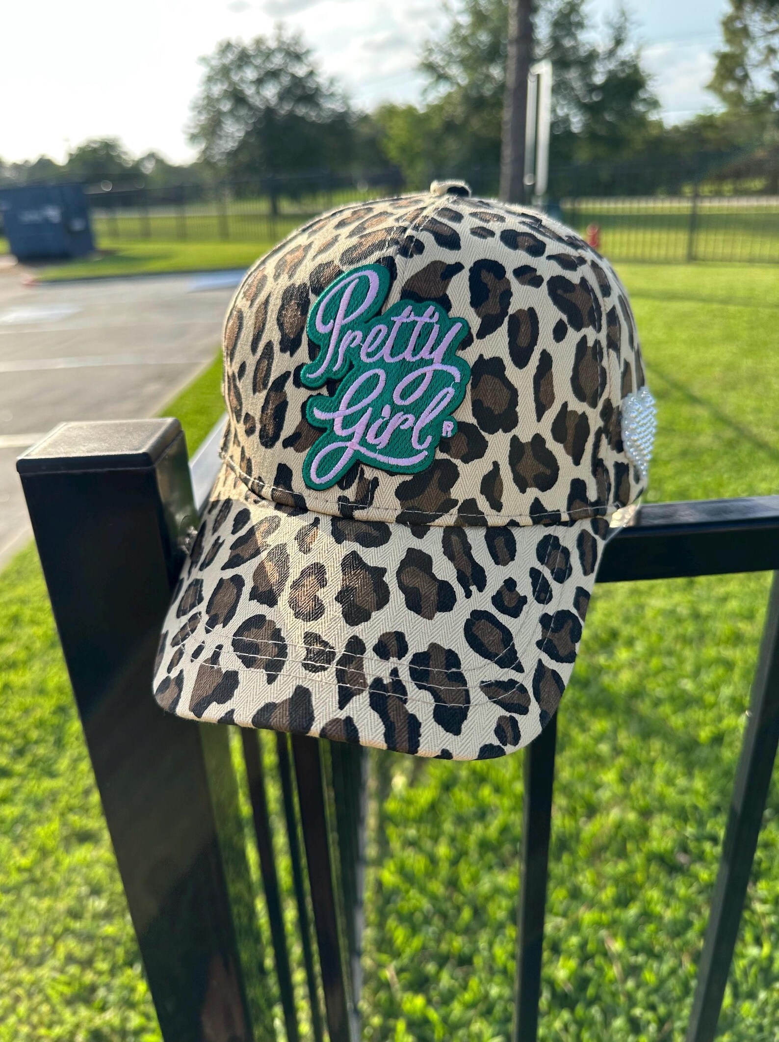 Leopard Sorority Pretty Girl Patch Hat W/pearl Heart, Sorority Style - Etsy