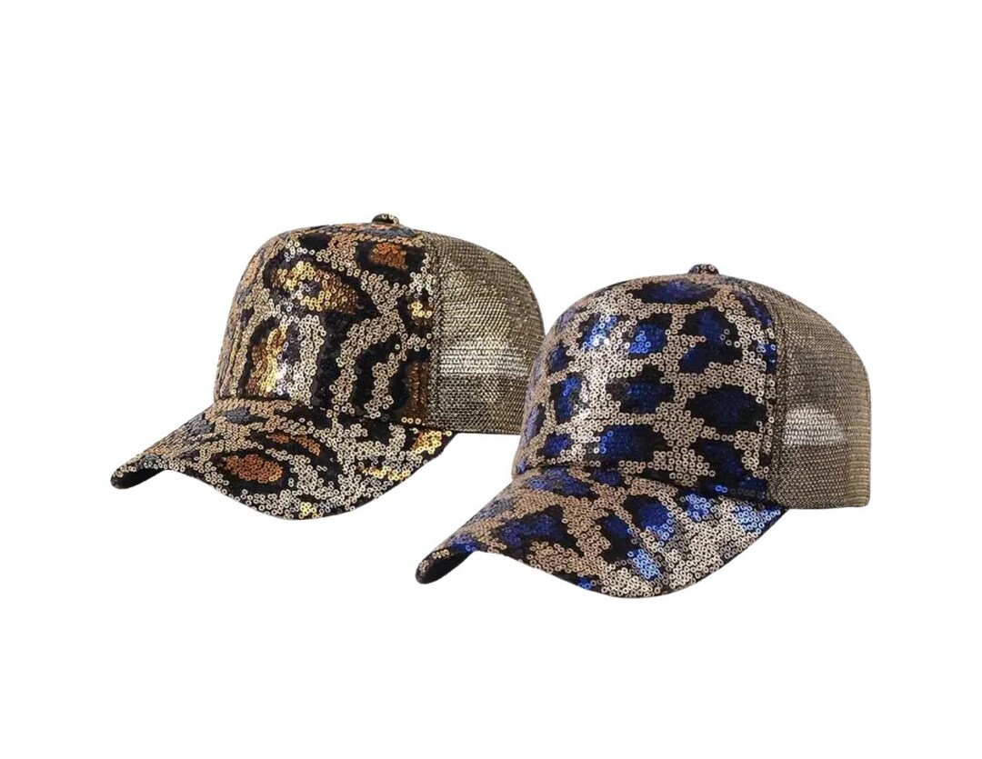 Sequin Leopard Print Baseball Cap - Etsy