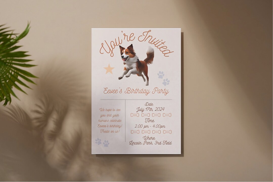 Custom Dog Birthday Party Invitation Cards Personalized Pet Birthday ...