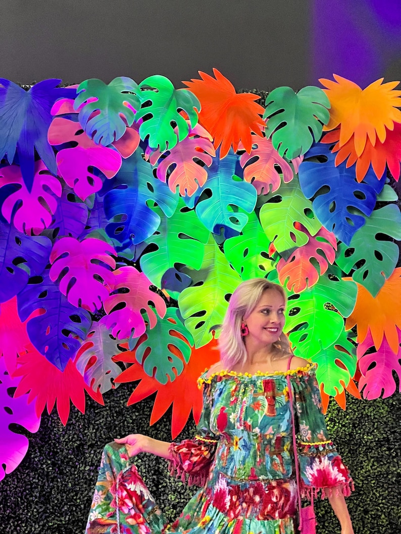 Tropical Color Foam Leaf Cutouts - Perfect for Theme Party Backdrops ...