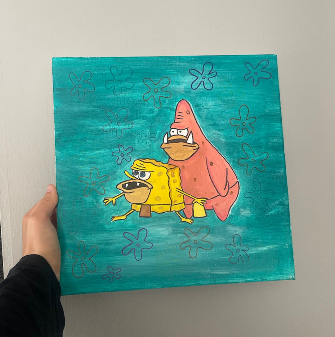 Spongebob Caveman Meme Painting - Etsy