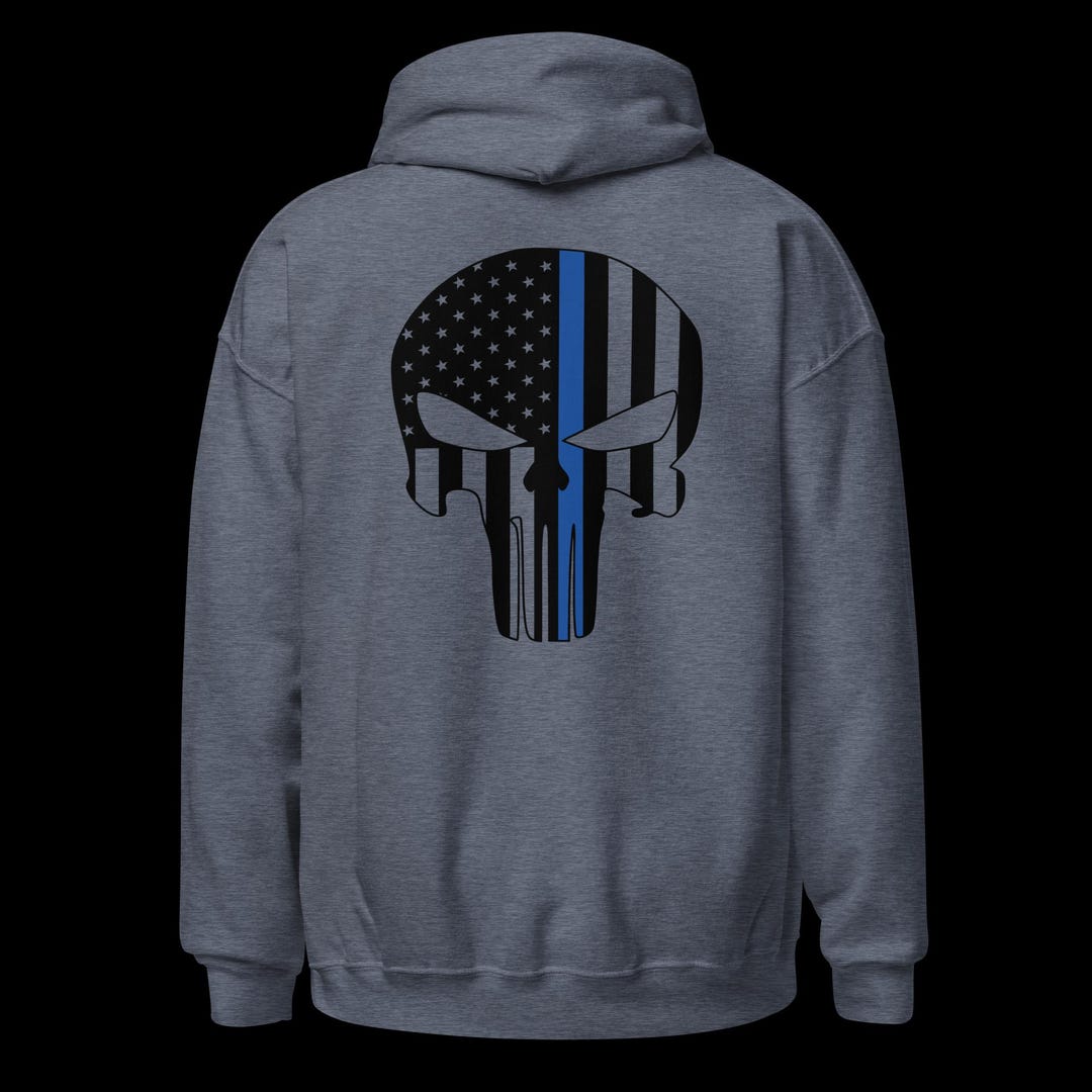 Back the Blue Police Support - Skull Face - Gildan Hoodie - Law ...