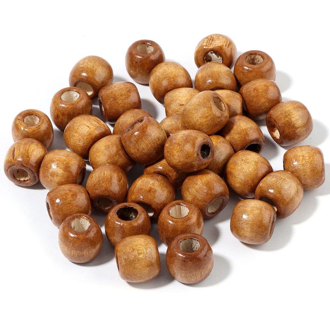Natural Round Wood Beads Large Hole, Unfinished Wooden Spacer Beads for ...