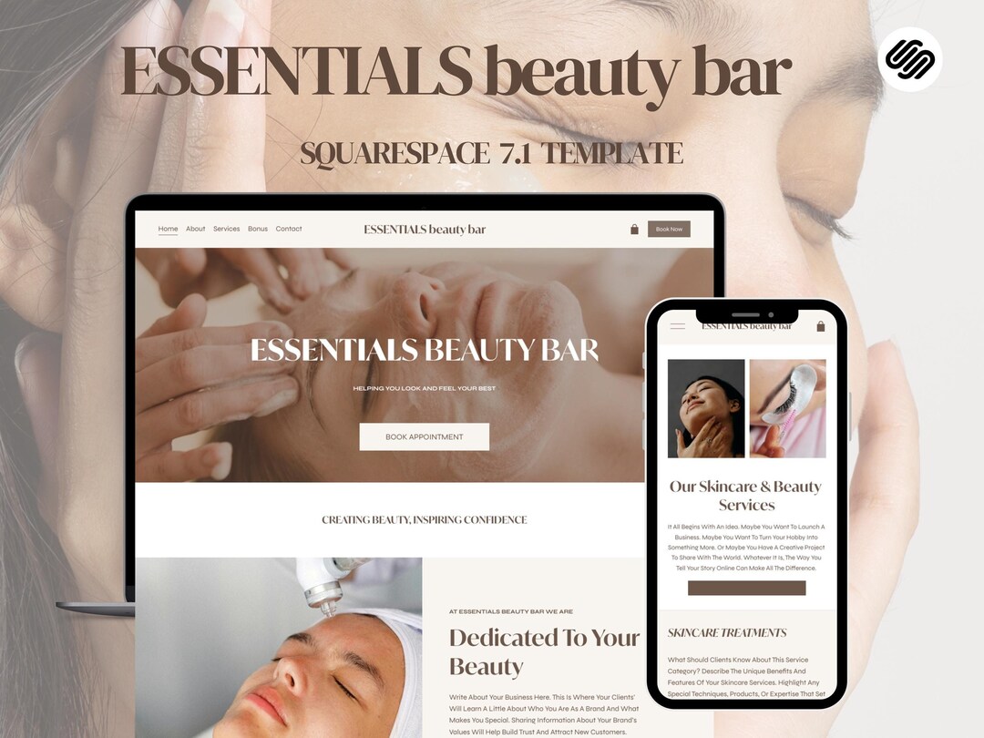 Squarespace 7.1 Beauty Website Template, Esthetician & Salon - Etsy