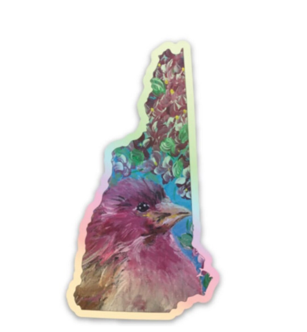 NH Shape With State Bird and Flower Sticker - Etsy
