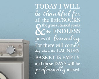 Thankful for All the Laundry Wall Quotes Vinyl Decal Laundry | Etsy