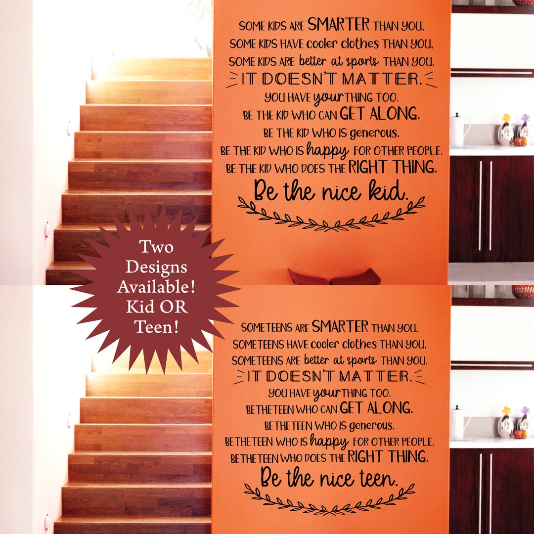 Wall Decal Be the Nice Kid Vinyl Decal Wall Art Stickers - Etsy
