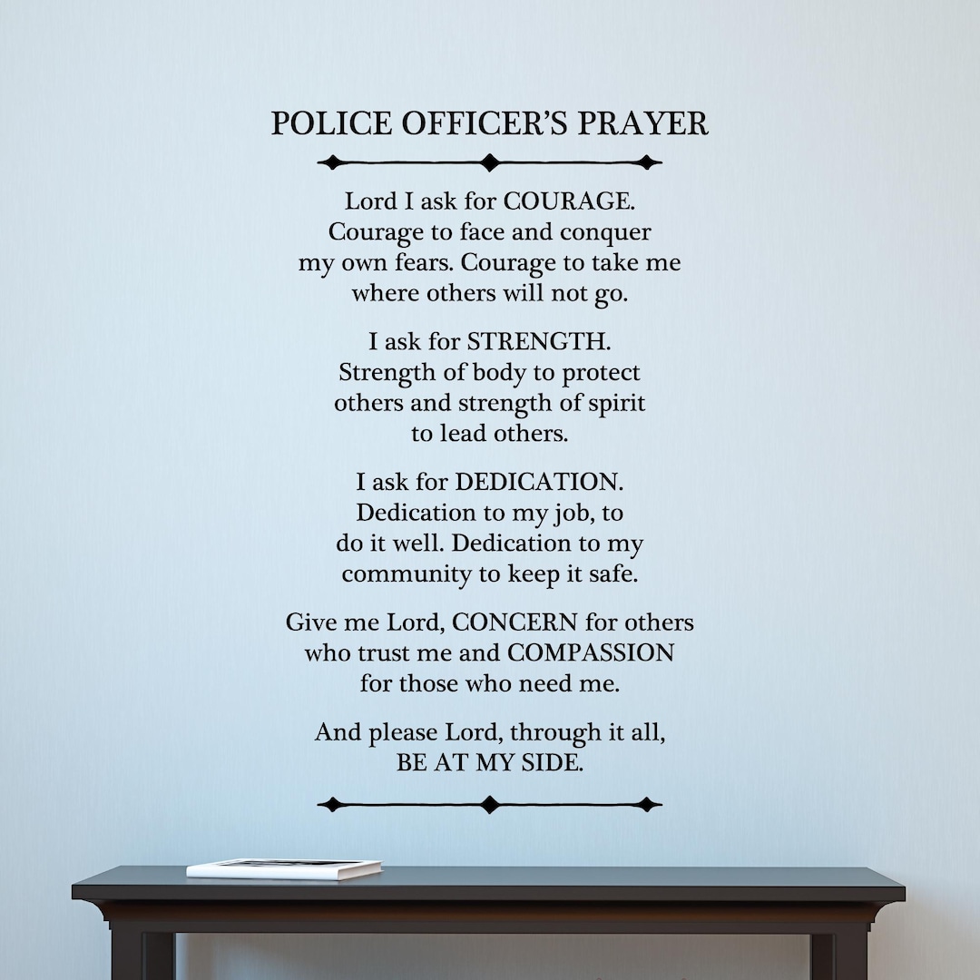 Police Officer Prayer Wall Quote Decal Inspirational Motivational Wall ...