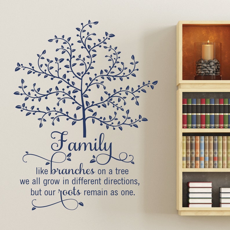 Wall Quote Decal Family Tree With Roots Branches Home Wall Art | Etsy