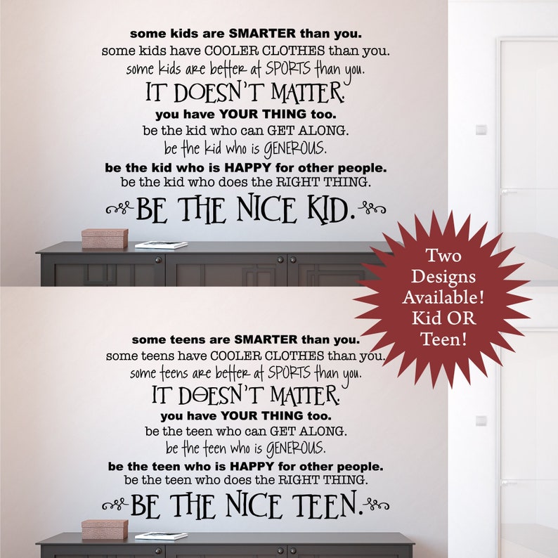 Be the Nice Kid Wall Quotes Vinyl Decal Classroom Decor - Etsy