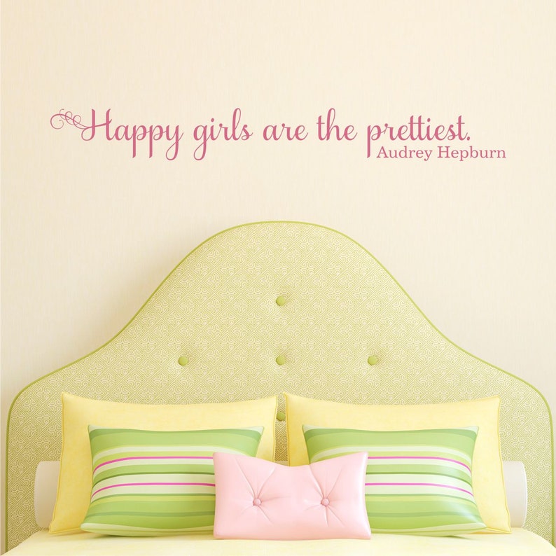 Audrey Hepburn Quote Wall Decal: Happy Girls Are Prettiest ...