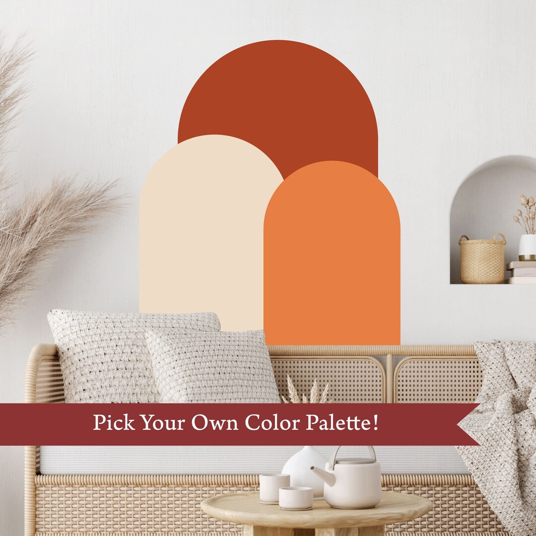Tri-color Boho Arch, 3 Arches, Boho Style, 70s Style, Wall Art Decal ...