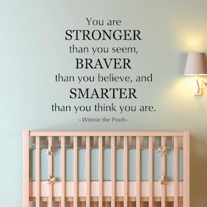 Wall Quote Decal Stronger Braver Smarter Winnie the Pooh Disney Kids ...