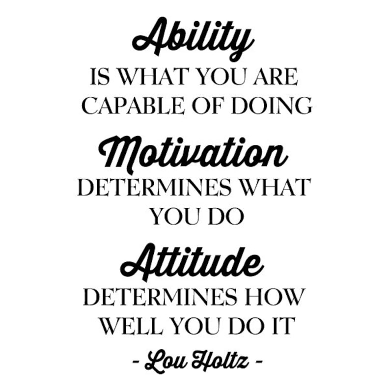 Wall Quotes Ability Motivation Attitude Vinyl Decal Lou Holtz - Etsy Norway