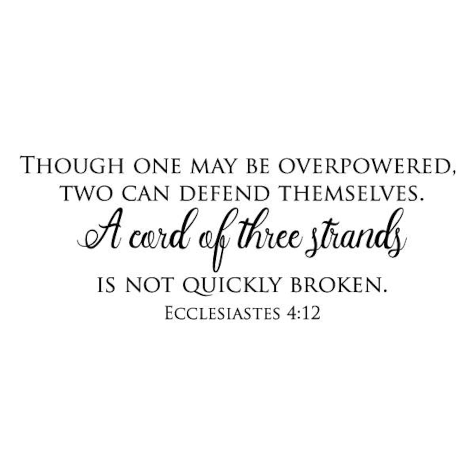 Wall Quote Decal A Cord of Three Religious Bible Verse Faith - Etsy