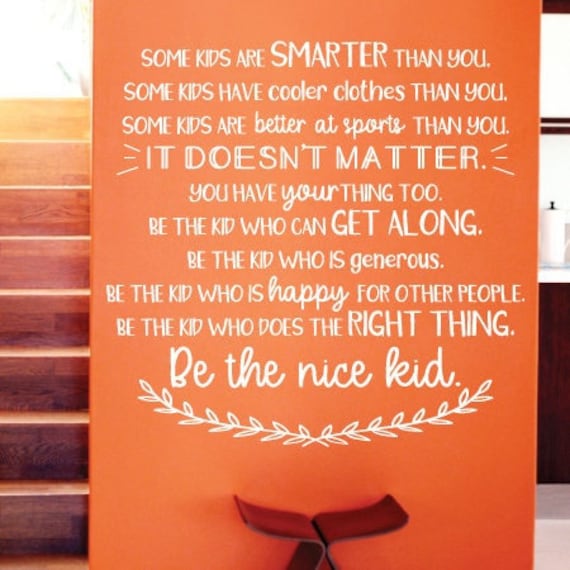 Be the Nice Kid Wall Quotes Vinyl Decal Classroom Decor - Etsy