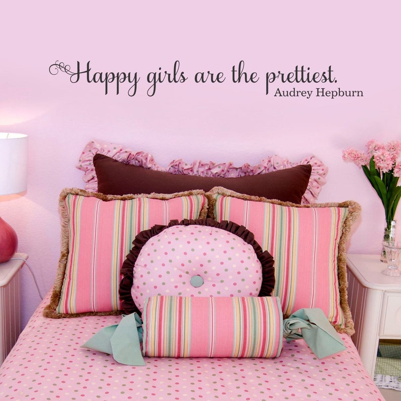 Audrey Hepburn Quote Wall Decal: Happy Girls Are Prettiest ...