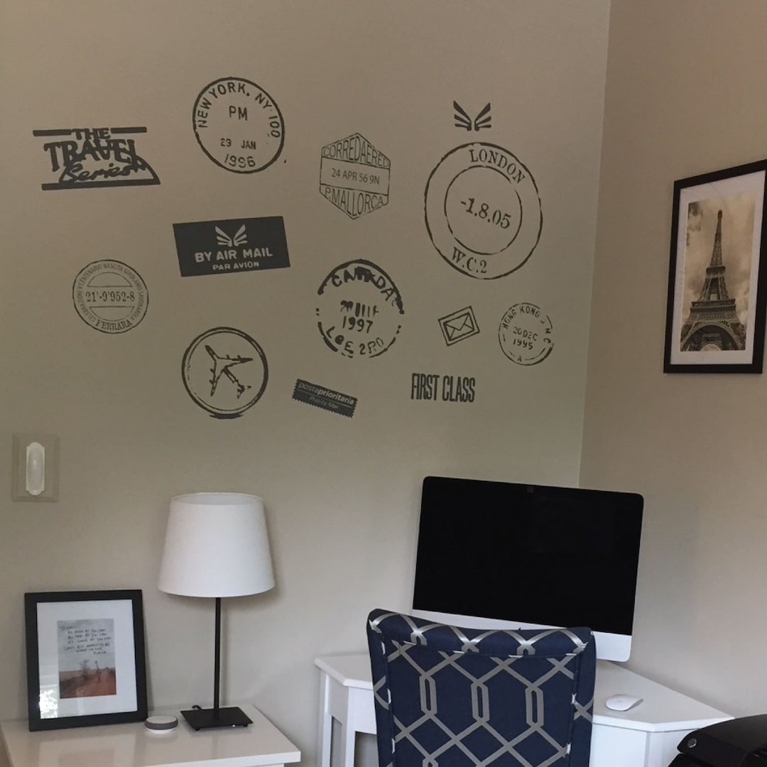 Passport Stamps Vinyl Decal: Travel Wall Decor - Etsy