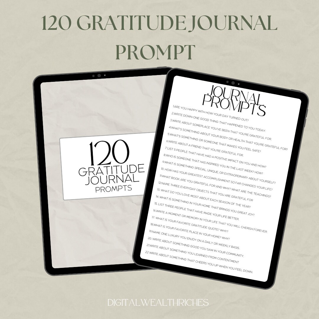 120 Gratitude Journal Prompts | Digital Gratitude Journal | Goodnotes ...