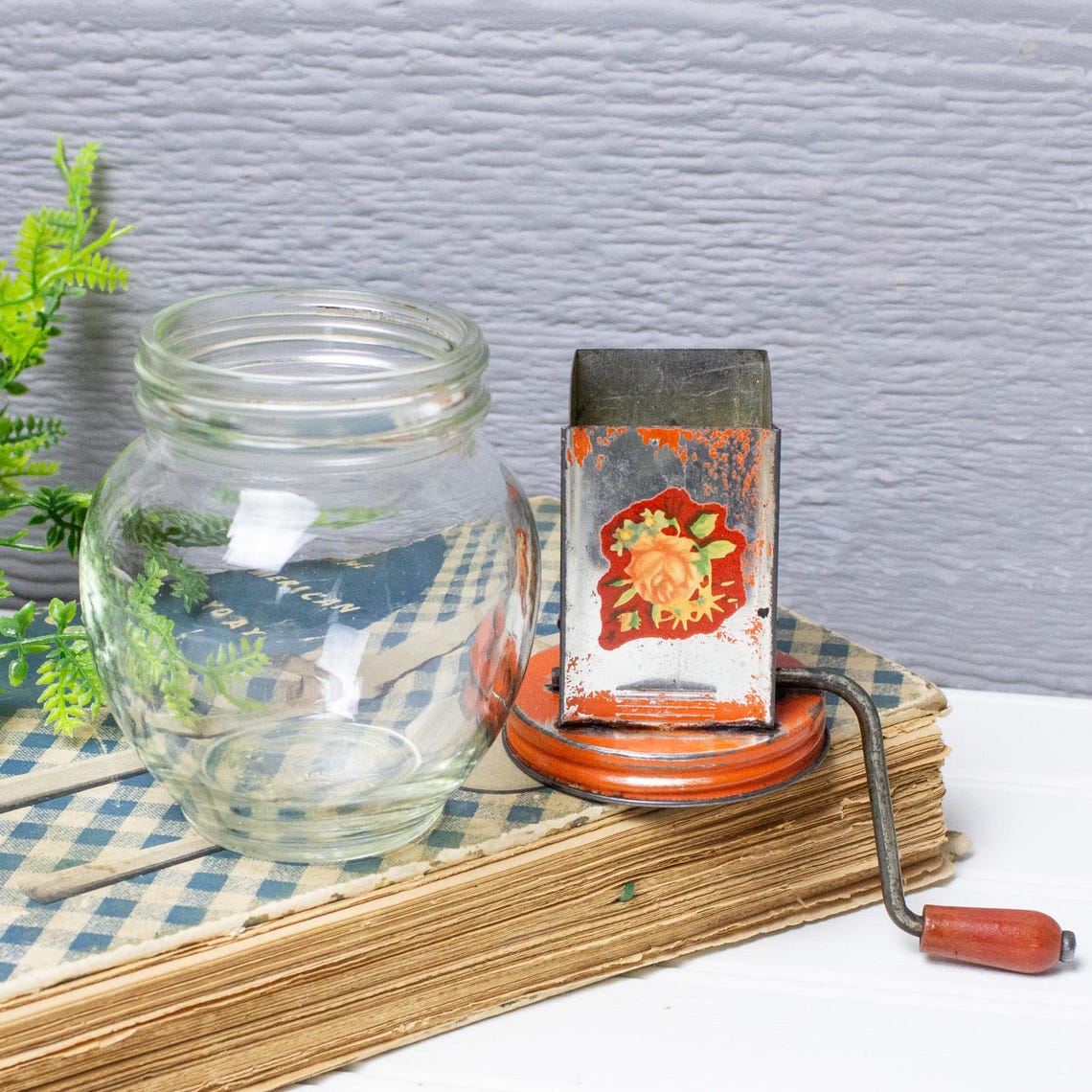 Vintage Hazel Atlas Orange Floral Nut Chopper Grinder - Etsy