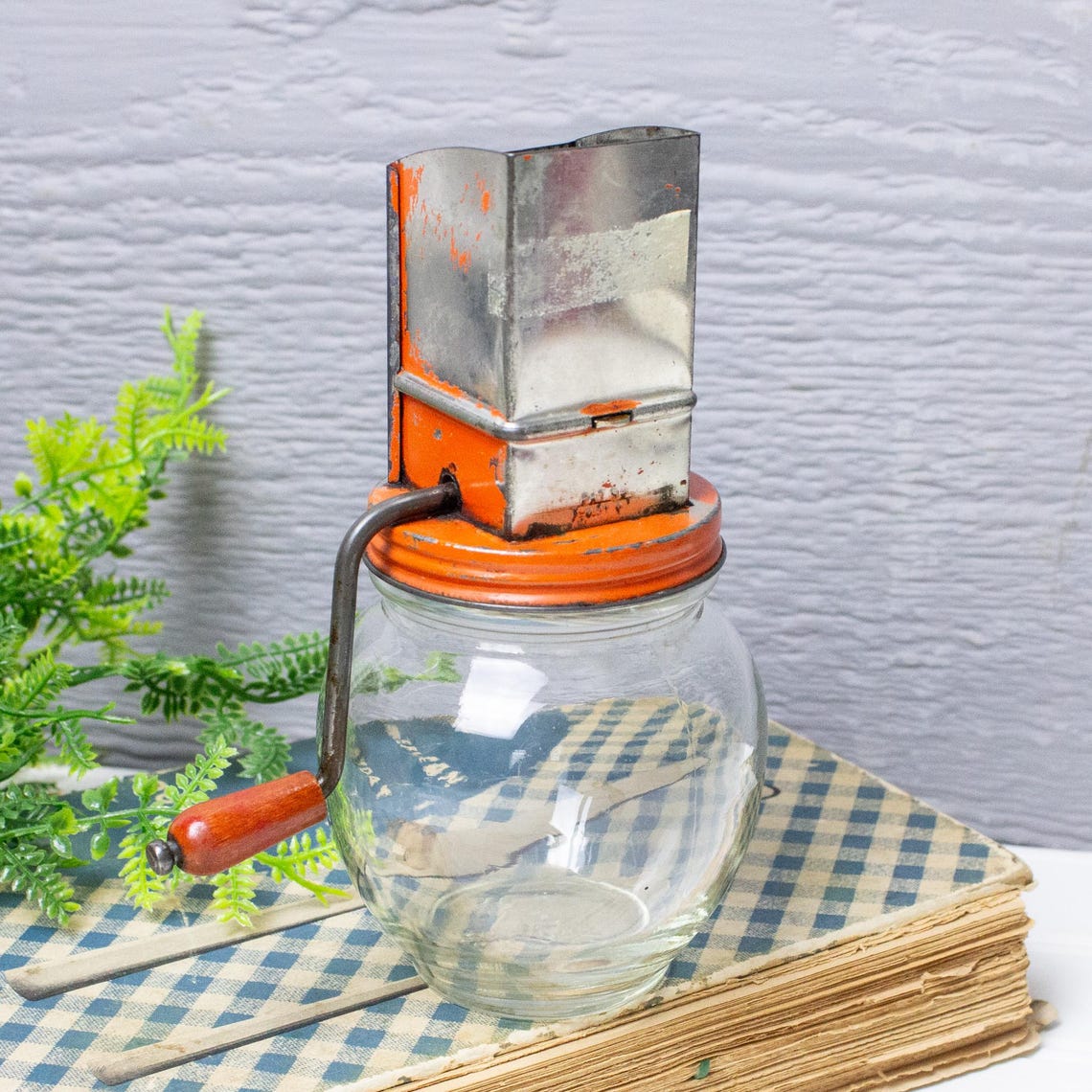 Vintage Hazel Atlas Orange Floral Nut Chopper Grinder - Etsy