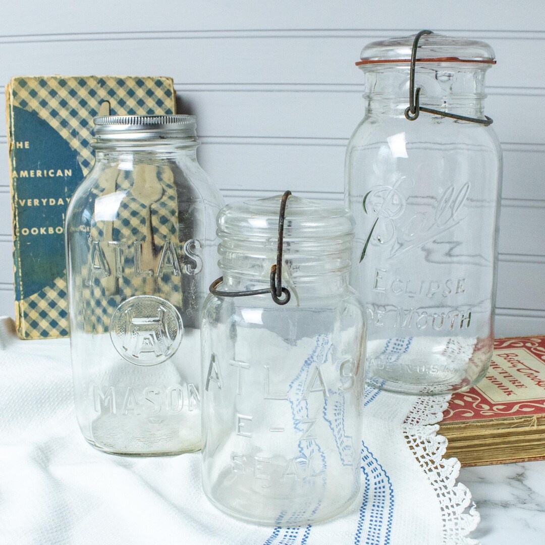 Vintage Hazel Atlas & Ball Eclipse Mason Jars, Antique Canning Jars - Etsy