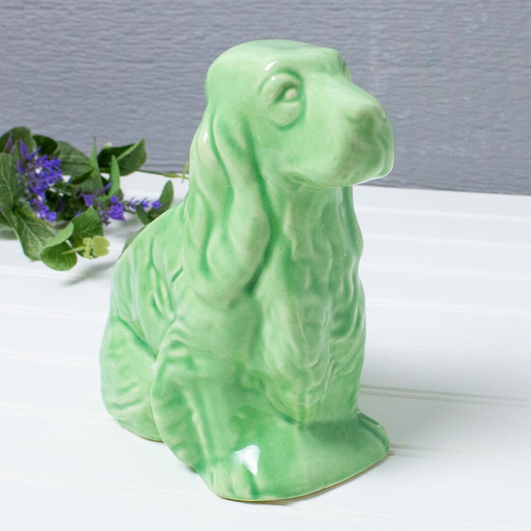 Vintage Shawnee Pottery Green Cocker Spaniel Planter - Etsy