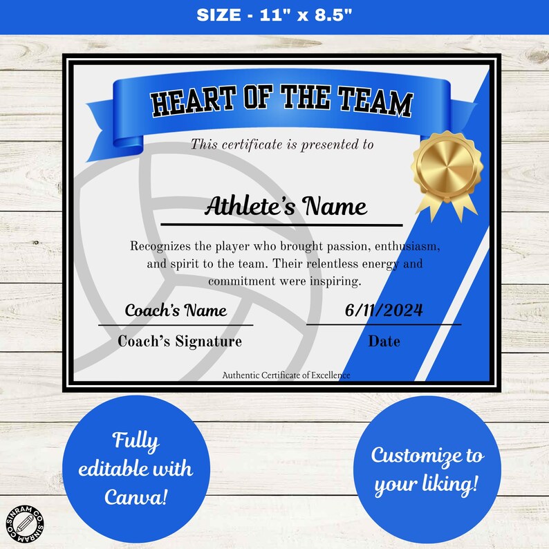 Editable Volleyball Award Certificates for End of Season, Celebration ...