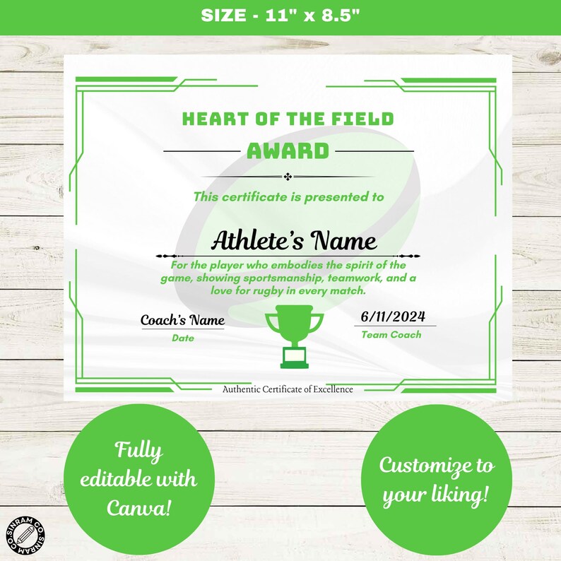 Editable Rugby Award Certificates for End of Season, Celebration and ...