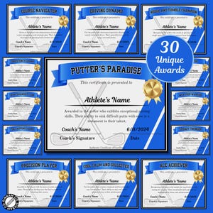 Editable Golf Award Certificates for End of Season, Celebration and ...