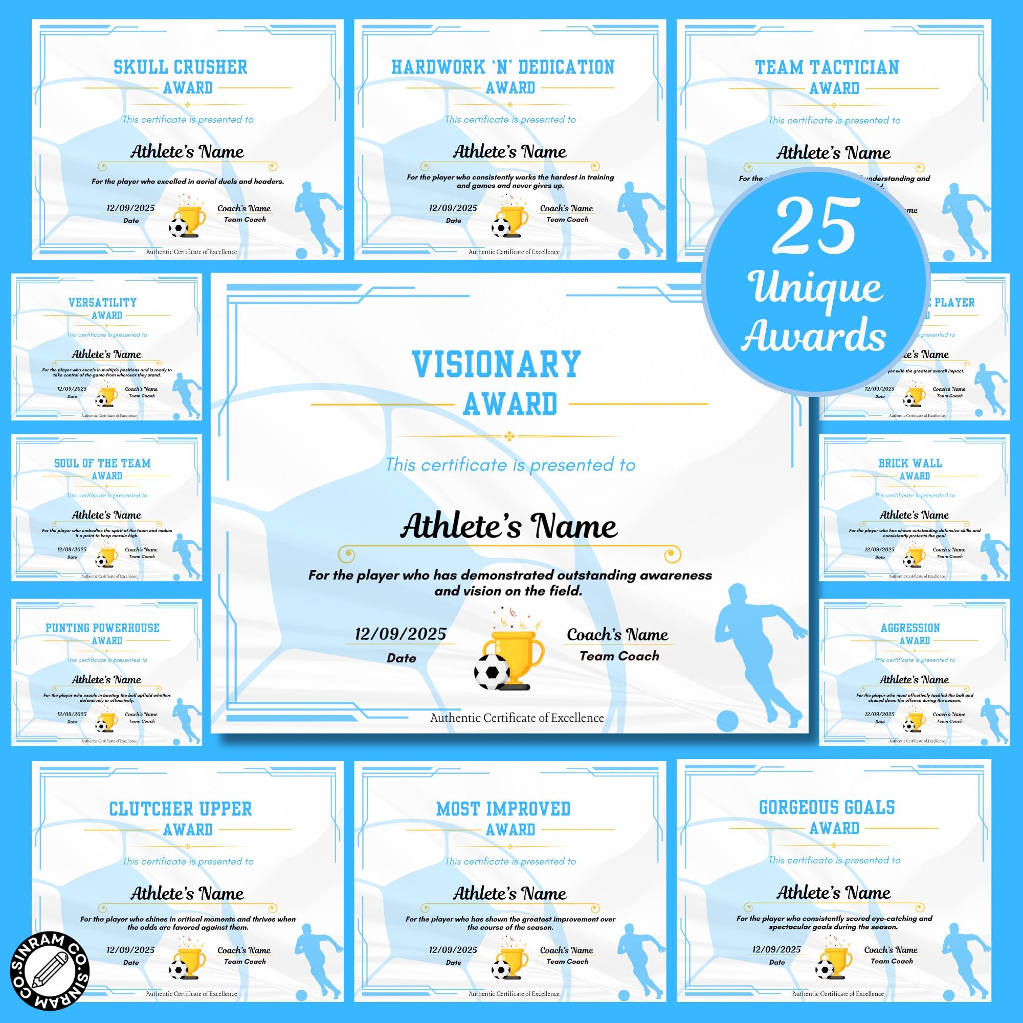 Editable Soccer Award Certificates for End of Season, Celebration and ...