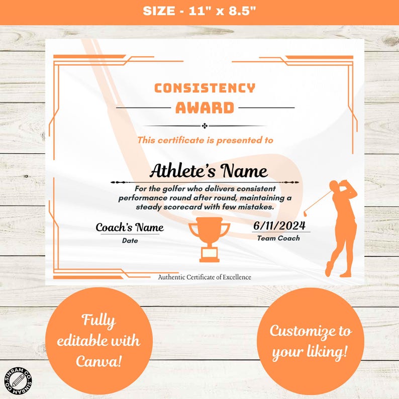 Editable Golf Award Certificates for End of Season, Celebration and ...