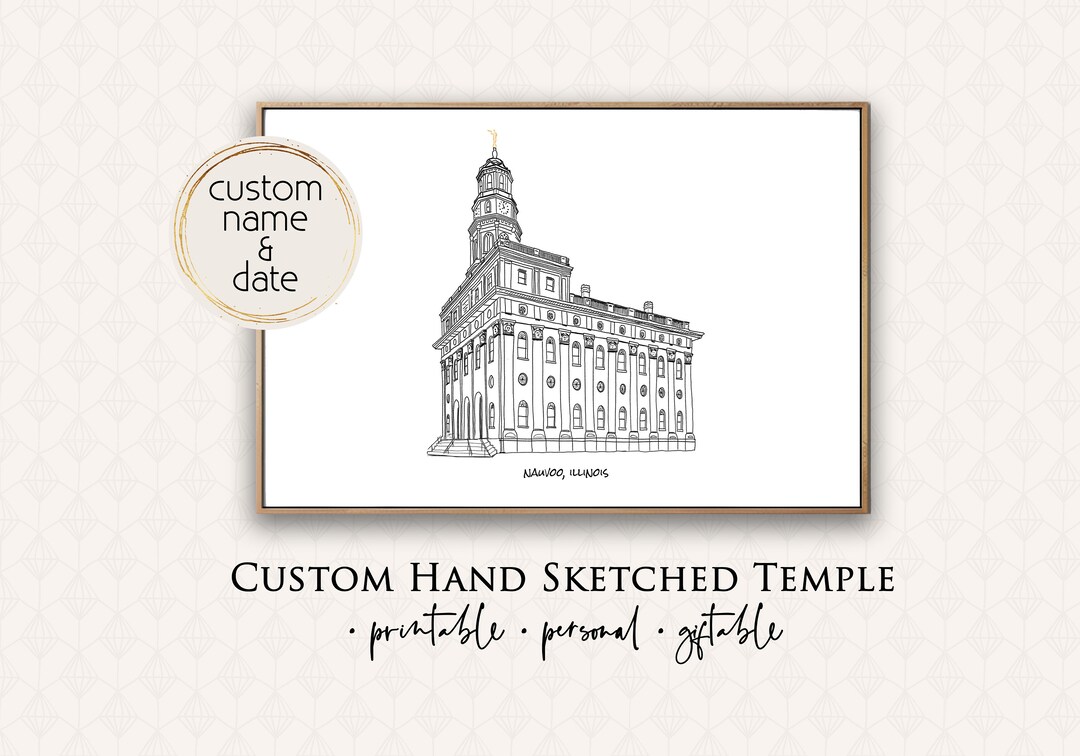 Personalized Nauvoo Temple Art, Custom LDS Temple Print (digital ...