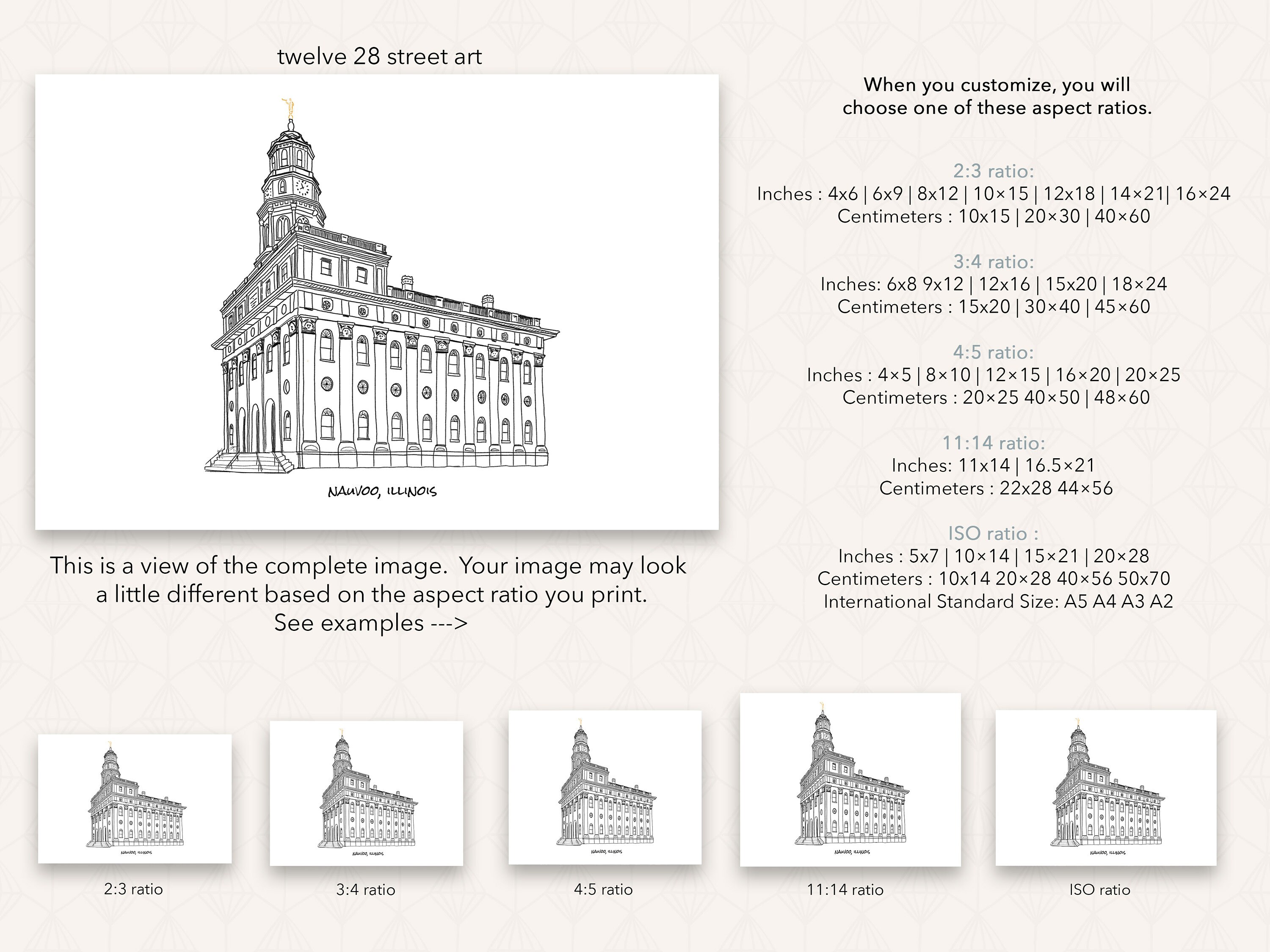 Personalized Nauvoo Temple Art, Custom LDS Temple Print (digital ...