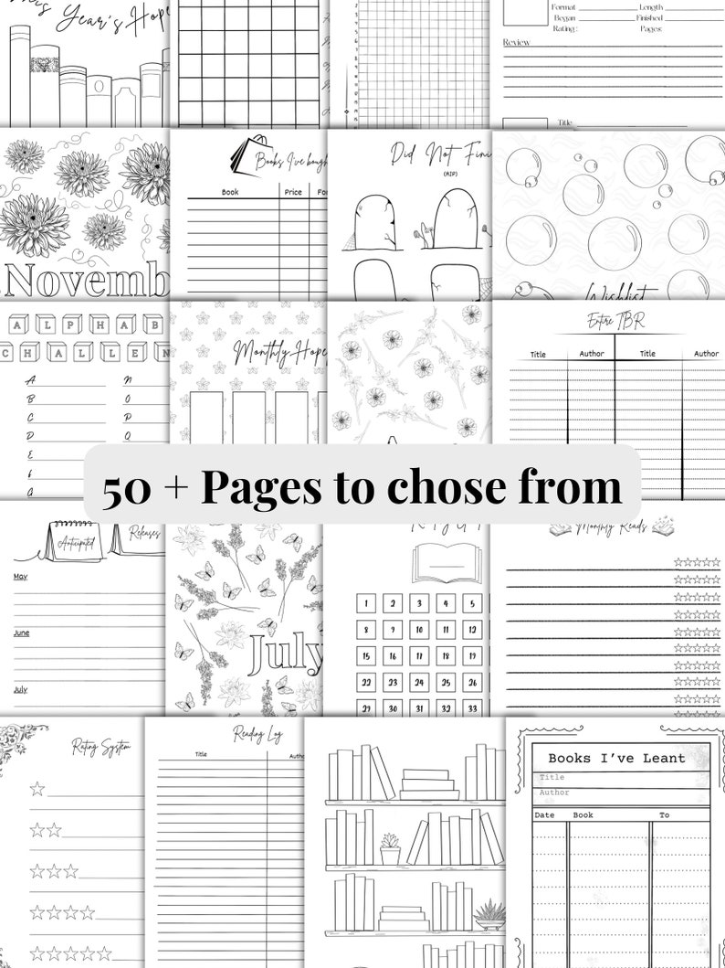 Printable Book Journal - Etsy