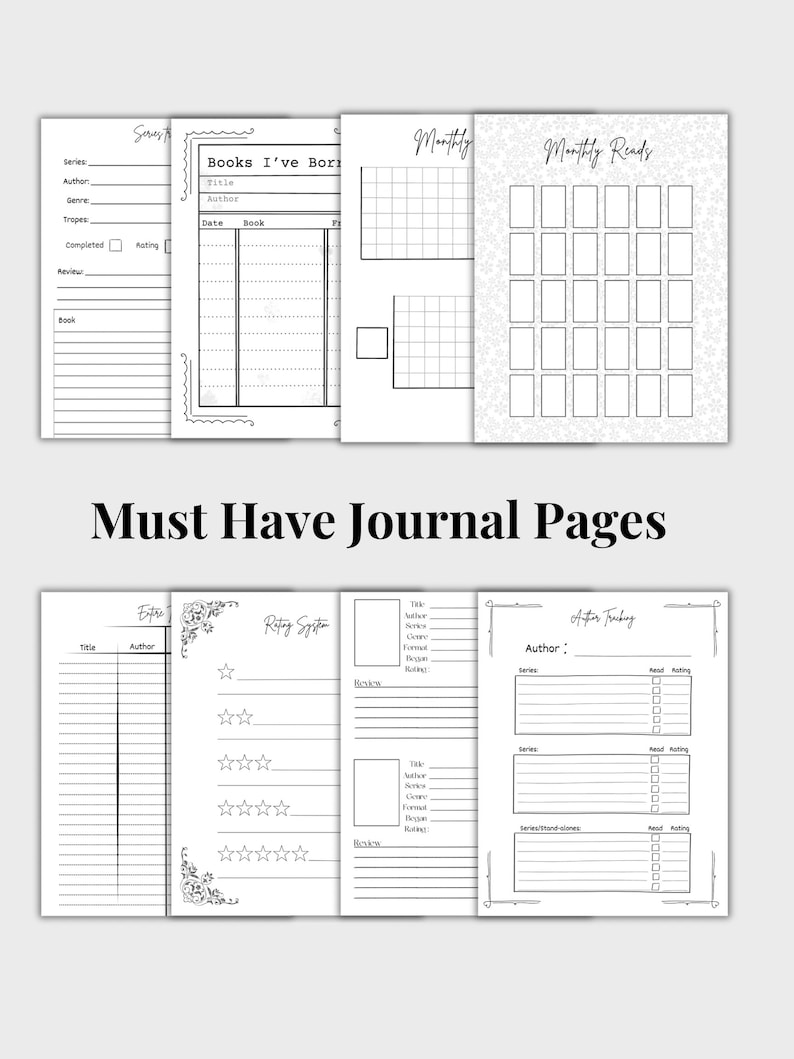 Printable Book Journal - Etsy