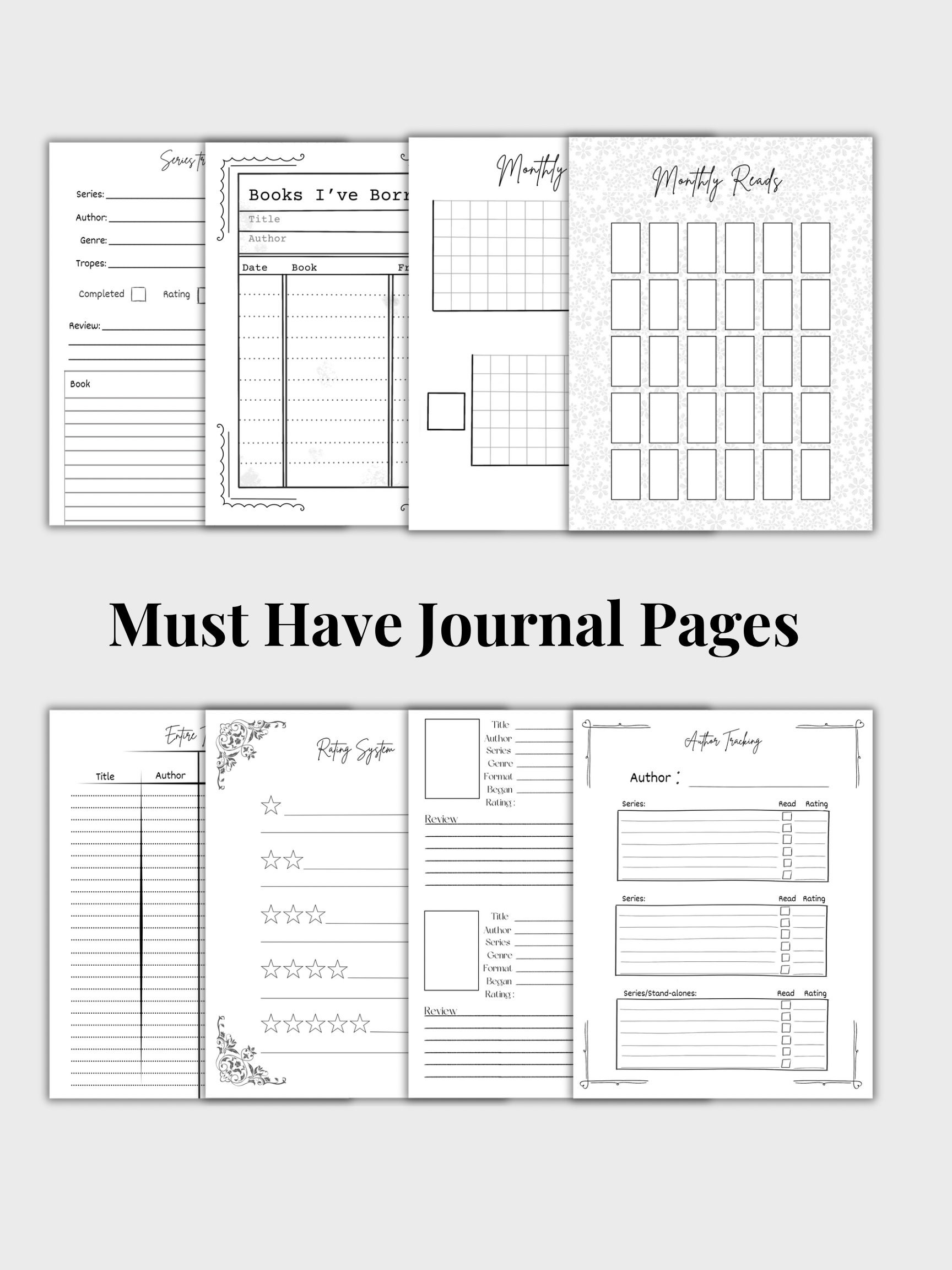Printable Book Journal - Etsy