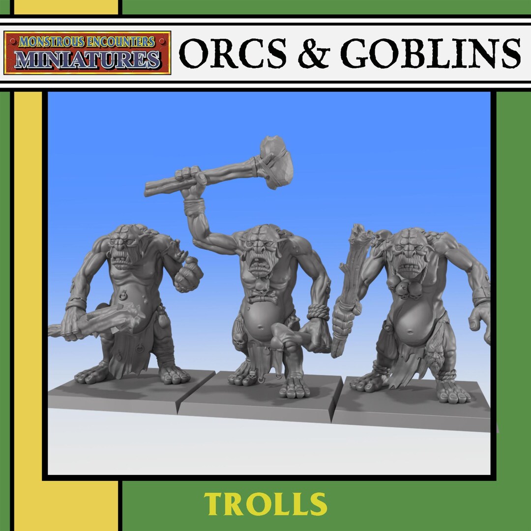 Troll Orcs and Goblins Miniature 32 Mm Wargame Warhammer Proxy the Old ...