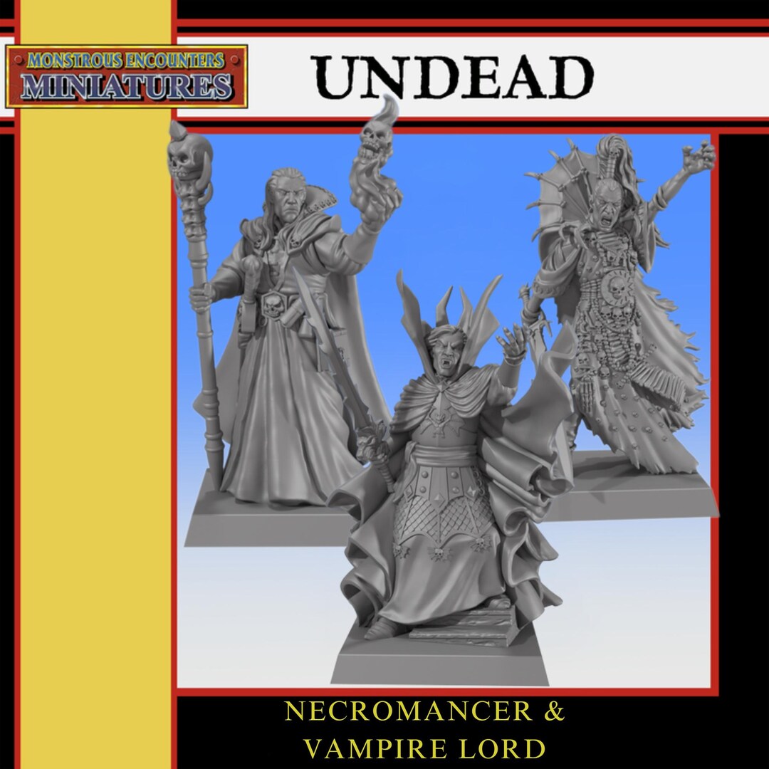Vampire Count and Necromancer Undead Miniature 28 32 Mm Wargame Proxy ...